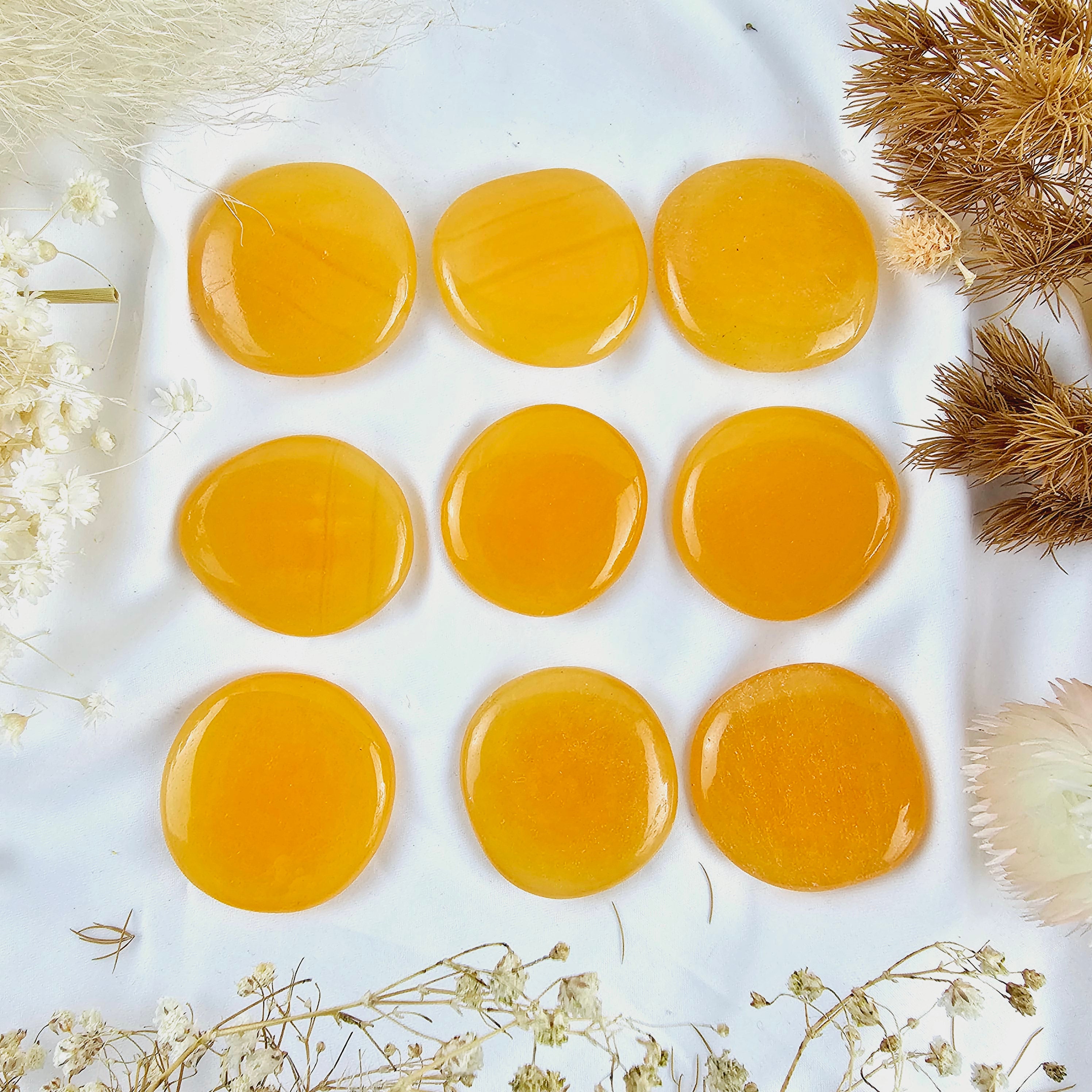 Orange Calcite Flat Stone – Pure Lightness